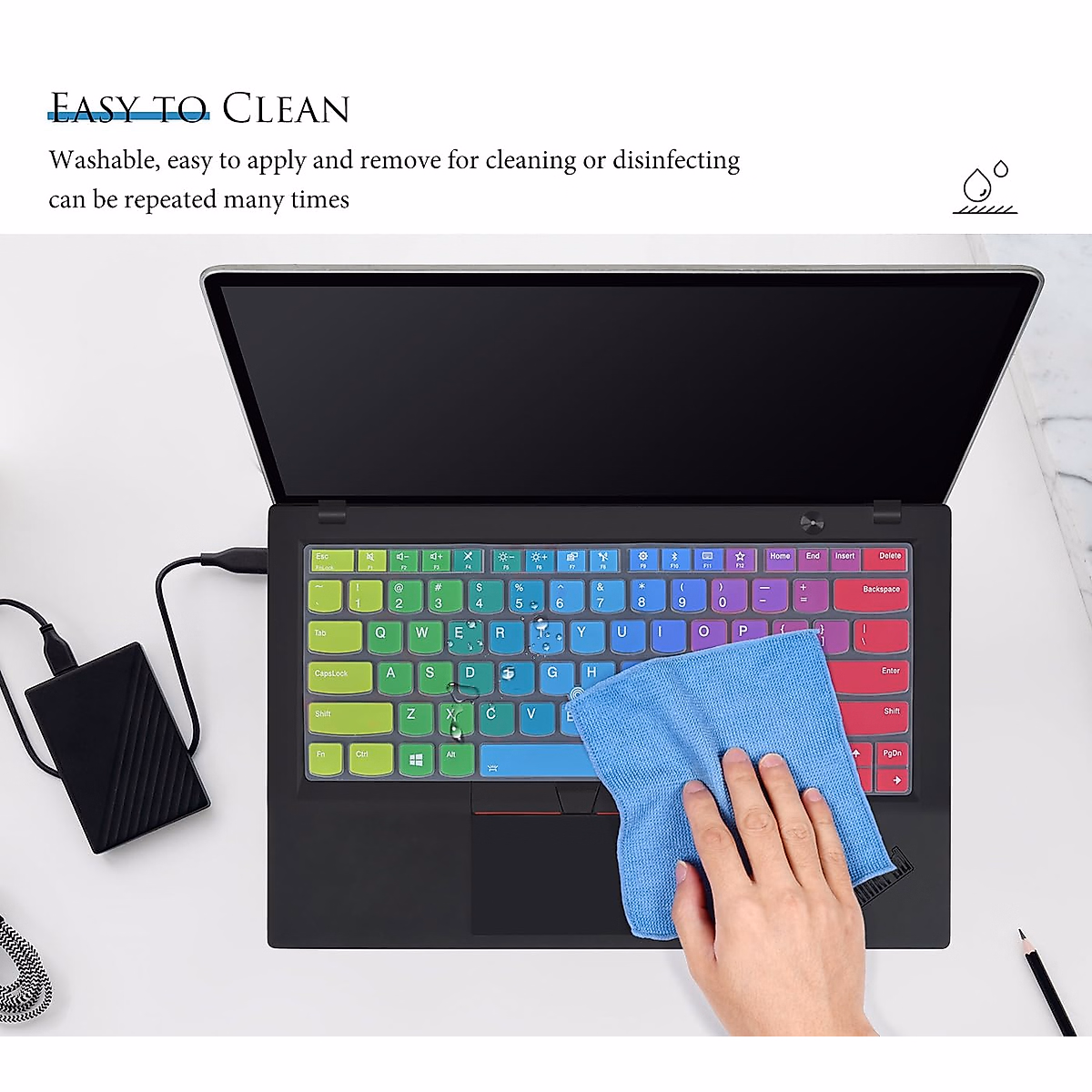 Keyboard Cover for Lenovo Thinkpad X1 Carbon 5th/6th/7th 2019 2018 2017 / ThinkPad X1 Yoga 14" 3 4 5th Gen/Thinkpad A475 L460 L470 T460 T460p T460s T470 T470p T470s T480 T480S Skin, Rainbow