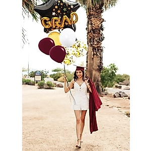 Graduation Decorations Maroon Gold 2024/Burgundy Gold Graduation Party Decorations/Burgundy Gold White Balloons 40pcs ASU/FSU Fall Bridal Shower Wedding/Fall Burgundy Birthday Decorations Women