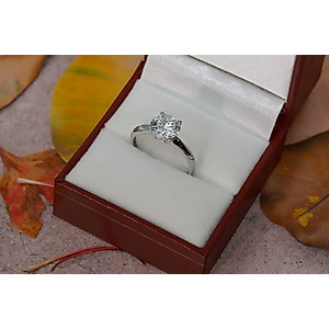 ORO LEONI 14K White Gold Round 3.5 Carat, Cubic Zirconia Solitaire Ring, 7