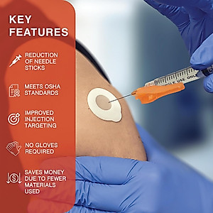 Inject-Safe Adhesive Barrier Strip, 1-3/8 Inch Diameter Film/Foam Round White Sterile, 8-6432700001-9 - Box of 100