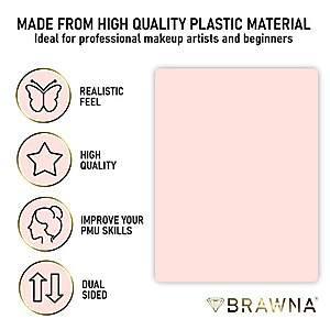 BRAWNA [ Upgraded Version ] Eyebrow Practice Stencil with Microblading Practice Skin | Microblading Template for Eyebrow Tattoo | Microblading Training Supplies | PMU Kit | 10 brow Shapes