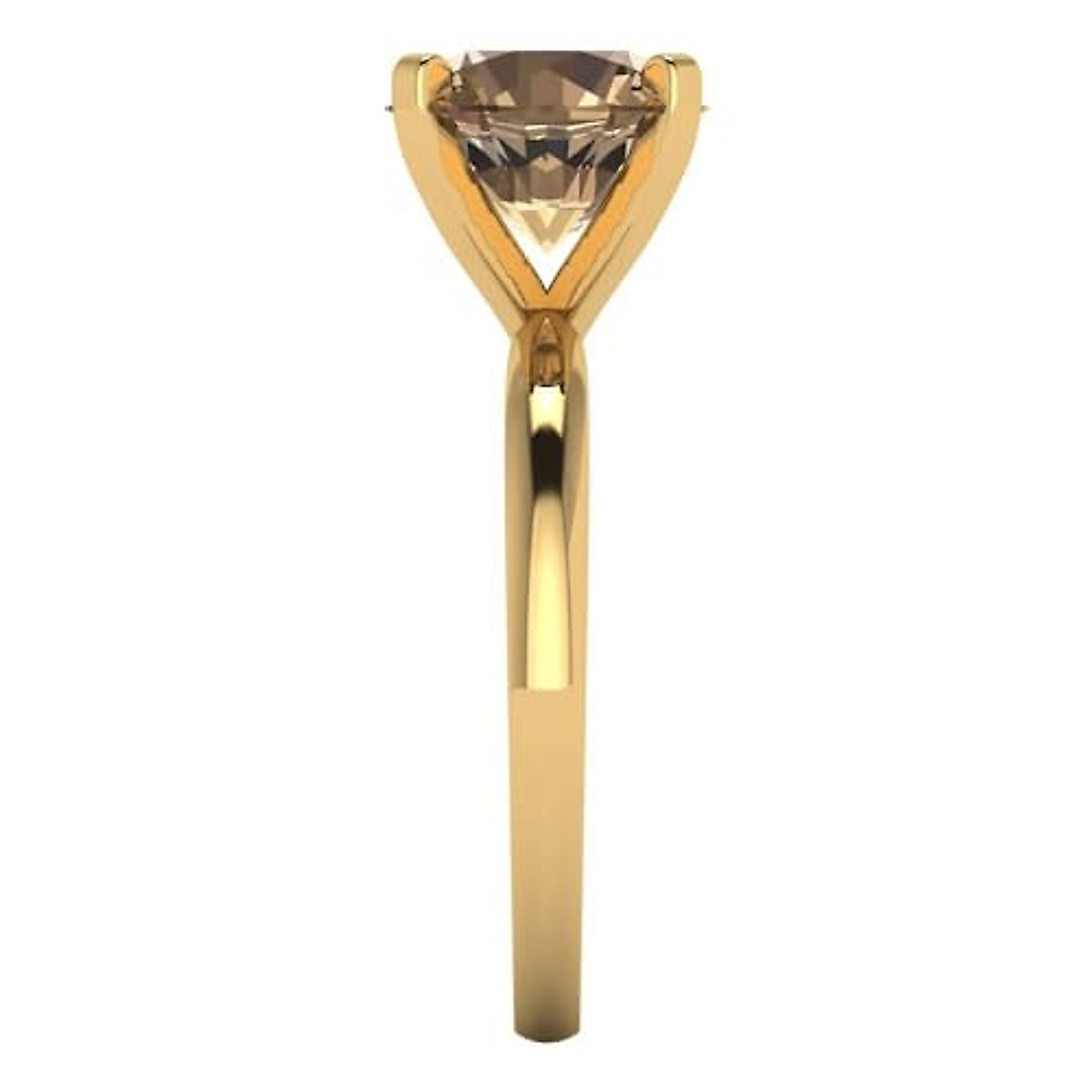 Clara Pucci 3.0 ct Round Cut Solitaire Brown Champagne Simulated Diamond Bridal Designer Anniversary Engagement Ring in 14k Yellow Gold