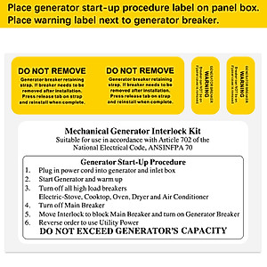 Generator Interlock for General Electric GE 150 or 200 Amp Panels with 1 1/4 Inches Spacing, Brushed Nickel