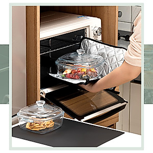 Teenyyou 5 Pcs Square Glass Casserole Dish with Lid Oven Safe Baking Glass Dish with Lid, Covered Casserole Dishes for Oven, Glass Bowl Oven 1.5 L/ 0.8 L Casserole Dish with Lid