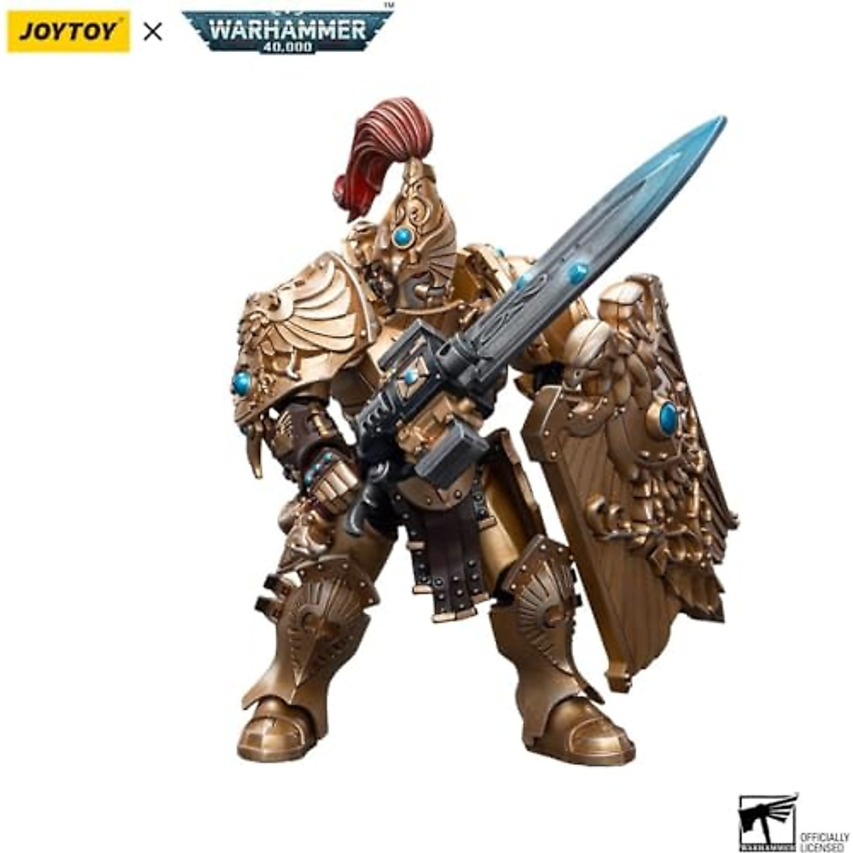 LEBOO JOYTOY Warhammer 40k Adeptus Custodes Custodian Guard with Sentinel Blade and Praesidium Shield 1/18 Scale Action Figure 4.88in Height Joy Toy Models
