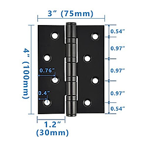 3 Pack Ball Bearing Door Hinges Heavy Duty Stainless Steel Hinge 4 x 3 Inch Hinges for Interior Exterior Doors, with Stainless Steel Screws, Max Loading 150LBs/Set, Matte Black