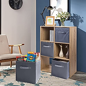 PACHIRA E-Commerce Gray Storage Bins - Collapsible Sturdy Fabric Storage Basket Cube for Organizing Shelf Nursery Home Closet, 6 Pack, (Grey)