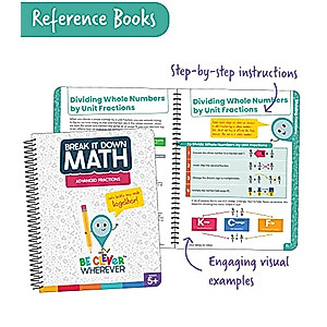 Be Clever Wherever Grade 5 Math Kit, 4th & 5th Grade Math Tool Kit, Word Problem Strategies, Intermediate Division Strategies, and Advanced Fractions Math Reference Books (17 Pc)