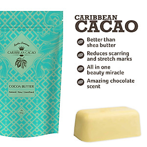 Cocoa Butter 1 lb. - Raw Unrefined Cacao for DIY Skin Creams, Stretch Mark Lotion, Lip Balm, Face & More - Manteca de Cacao Sticks