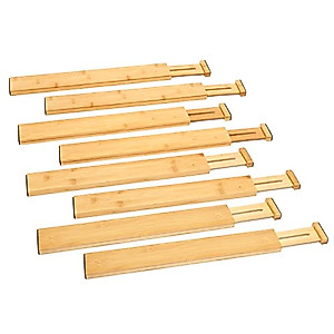 RoyalHouse Adjustable Bamboo Drawer Dividers Organizers, Expandable Drawer Separators for your Kitchen, Bedroom, Bathroom, Dresser, Office, and More (8 pieces)