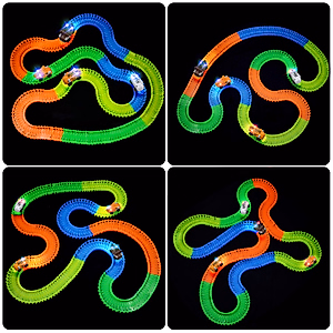 Save Unicorn Tracks Cars Replacement only, Toy Cars for Most Tracks Glow in The Dark, Car Track Accessories with 3 Flashing LED Lights, Compatible with Car Tracks for Kids Girls and Boys(4pack)