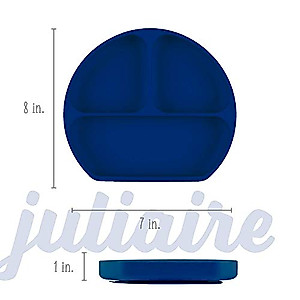 JULIAIRE Suction Plates for Baby - Toddler Plates - Suction Plates for Toddlers - Plates Divided Into 3-Portions - Baby Plates Microwave Dishwasher Safe