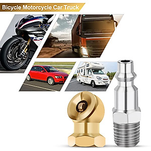 WNCGC 1/4" Portable Air Chuck Closed Brass Ball Inflator for Inflator Gauge Compressor Accessories, 2 Pack