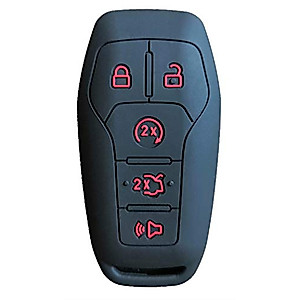 KAWIHEN Silicone Key Fob Cover Compatible with Ford Mustang Lincoln MKZ MKC MKX 5 Buttons M3N-A2C31243300 EJ7T-15K601-AF
