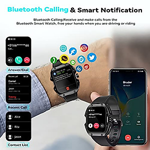 ROGBID Mille Smart Watch for Men Women (Answer/Dial Calls) 10 ATM Waterproof 1.91Touch Screen Fitness Tracker Military Smartwatch with Heart Rate Blood Pressure for Android Phones 123 Sports Modes