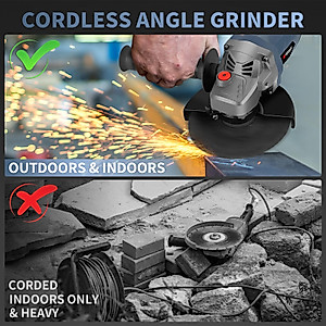 RYOJEGK 5" Brushless Angle Grinder Kit, 2 x 6.0Ah Battery Cordless Angle Grinder Tool,10000RPM Max Rotational Speed & 26Pcs Set of Accessories, Amoladora Angular for Cutting,Polishing & Carving