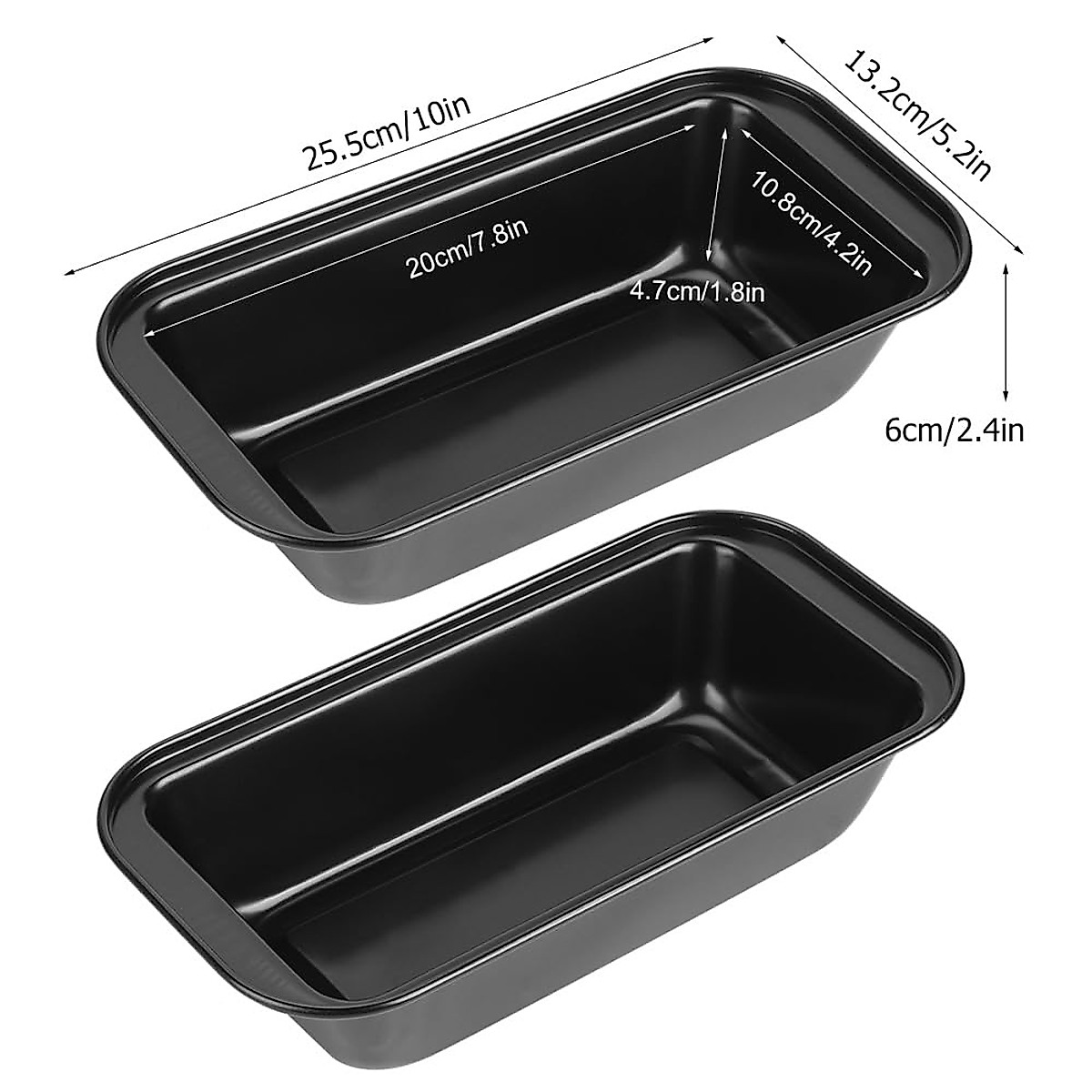 2 Pcs Baking Loaf Pan Rectangle Bread Cake Mold Carbon Steel Black 10 x 5.2 x 2.4 Inch Nonstick Coating Loaf Pan Baking Tray for Home Kitchen