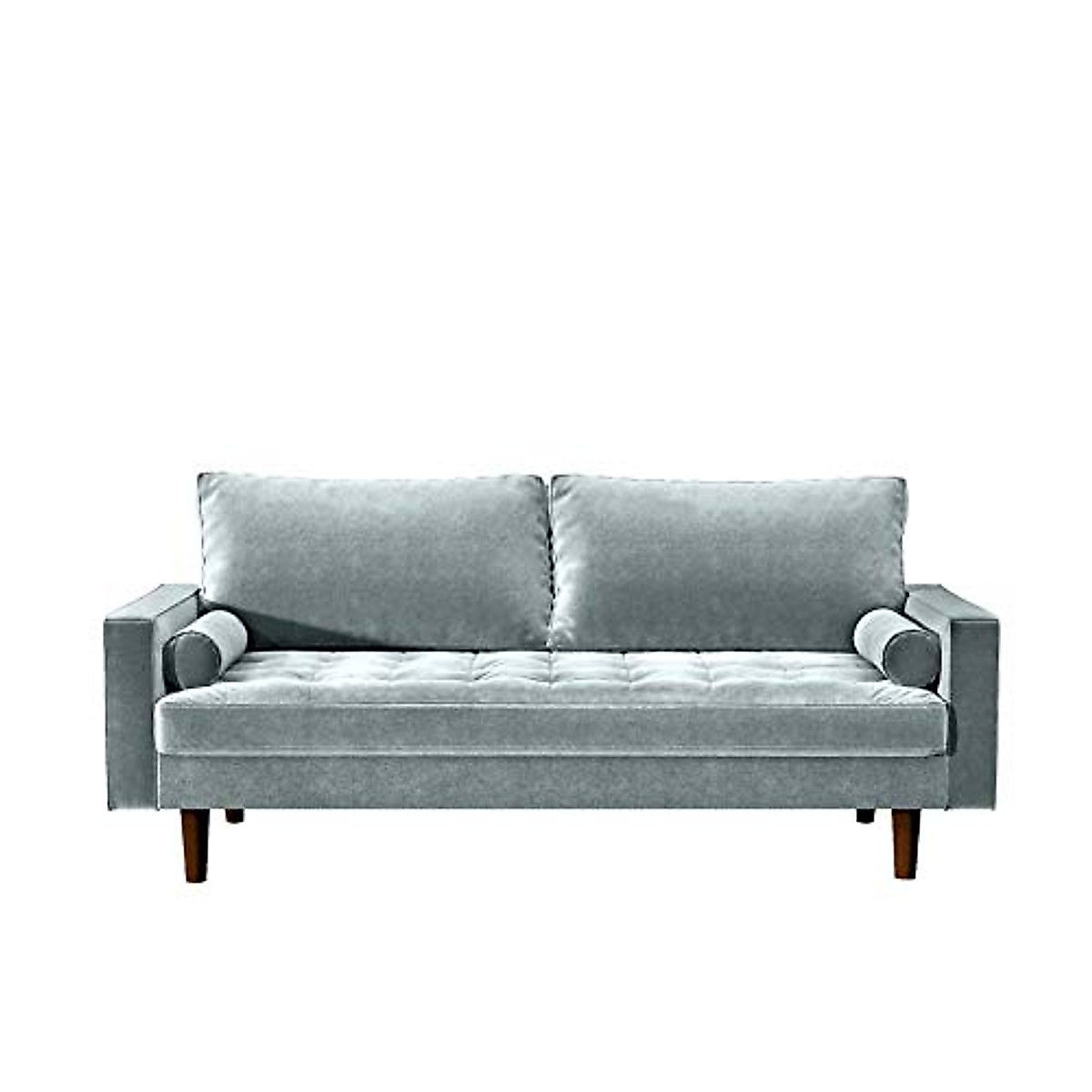 Container Furniture Direct Womble Velvet Upholstered Living Room Diamond Tufted Chesterfield Sofa with Gleaming Nailheads, Teal Blue