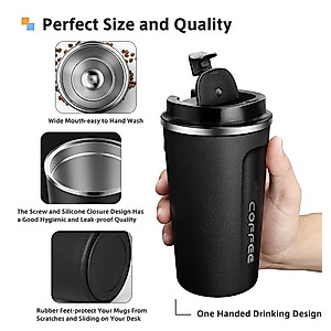 COFFEE MUG, Thermos Travel,Thermal Vacuum Flask Insulated Cup Milk Tea Water Bottle 510ML Stainless Steel Coffee Mug (black)