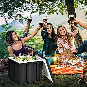 GYMAX Camping Cooler, Insulated 40 Qt Heavy Duty Ice Chest with Built-in Handles and Detachable Lid, Keeps Ice for 24H, Multifunctional for Beach, Picnic, Camping Outdoors (Black)