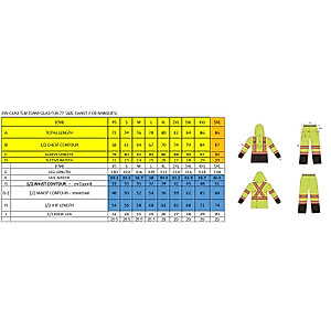 New York Hi-Viz Workwear RK Safety RW-CLA3-TLM55 Class 3 Rain suit, Jacket, Pants High Visibility Reflective Black Bottom with X Pattern(2XL, Lime)