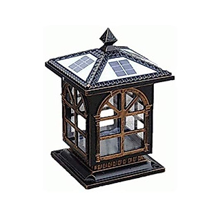 SPNEC Column Headlights, Solar Outdoor Lights, Garden Lights Home Waterproof, Vintage Aluminum Villa Terrace Landscape