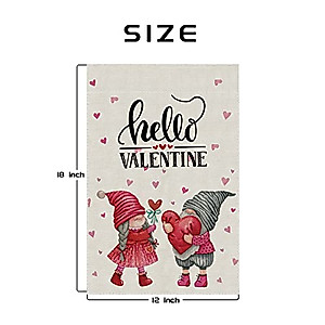 BOTB LIHM Happy Valentines Day Garden Flag Love Gnomes Decor Cute Retro Garden Yard Decorations 12×18 Inch Outdoor Yard Flag Vertical Double Sided