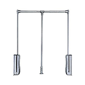 Aluminum Liftable Wardrobe Clothes Rail, Adjustable Width Hanger, Soft Reset, Space Saving, Silver, Bearing 30kg (Size : 450-600mm)