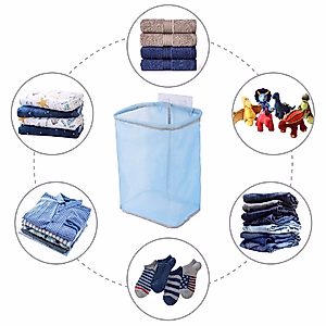 Linkidea 2 Packs Bath Toy Storage Organizer, Hanging Mesh Bathtub Toy Holder Basket with Adhesive Hooks, Shower Caddy for Kids Toddlers Bathroom Car Toy (Blue & Pink)