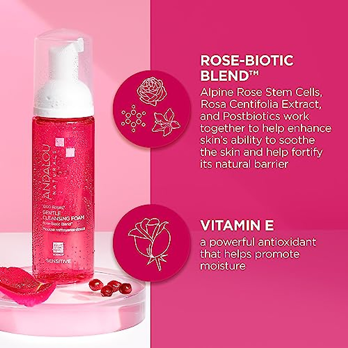 Andalou Naturals 1000 ROSES® Gentle Cleansing Foam