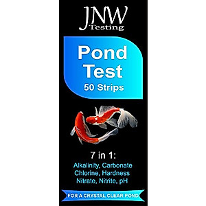 Pond Test Strips - 7-1 Pond Water Testing Kit with Ebook - Pond pH Test Kit with 50 Quick and Accurate Fish Tank Test Strips - 50 Test Strips by JNW Direct