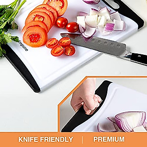 Extra Large Cutting Boards, Plastic Cutting Boards for Kitchen (Set of 4) Cutting Board Set Dishwasher Chopping Board with Juice Grooves Easy-Grip Handles, Black, Empune
