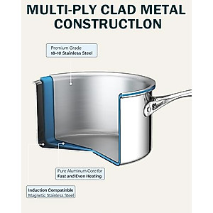 Cooks Standard Stainless Steel Saucepan with Lid, Multi-Ply Clad Sauce Pot 3-Quart, Silver