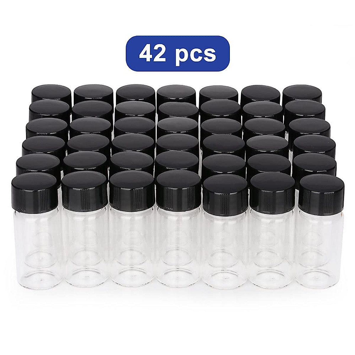 Labasics Clear Glass Sample Vials with Cap, Screw Cap Sample Vials Clear Glass Liquid Sampling Bottle Reagent Bottle with Cap Closure, 20ml / 0.6 oz. Pack of 20 (42 Packs, 10 ml)
