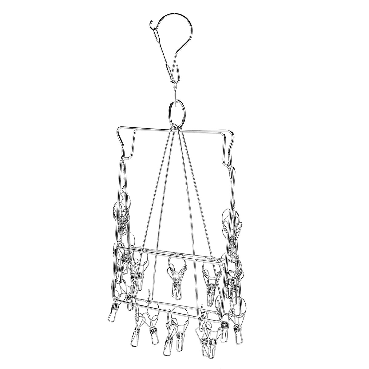 [2 Pack] Folding Clothes Drying Hanger with 72 Clips Totally, Stainless Steel Space Saver Washline Dryer Rack with Peg for Sock, Underwear, Baby Clothes and Delicate Washes