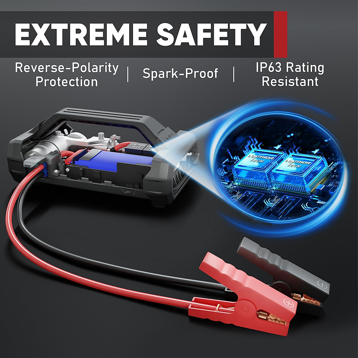 LOKITHOR JA400 1750A 12V Jump Starter with Air Compressor, 60W Two-Way Fast Charing, Lithium Car Battery Starter with 150PSI Digital Tire Inflator, Booster Pack for 7.5L Gas or 5.5L Diesel Engines