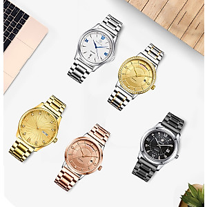 BINLUN Stainless Steel Watch Bands 12mm-24mm Universal Metal Replacement Watch Straps SmartWatch Bracelets Links Straight & Curved Ends Men Women 6 Colors(Silver,12mm)