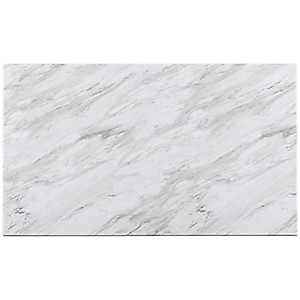 RUNWON Luxury 7-Piece Set-Faux Marble Top Table with 2 Drawers and 6 Comfortable PU Leather Chairs-Elevate Your Home Dining Experience, Black