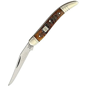 S.S. Folding Knives Rough Rider Rr1548 Brown Ram Horn Toothpick Straight Open Folding Pocket Knife Outdoor Survival Hunting Knife for Camping by Survival Steel