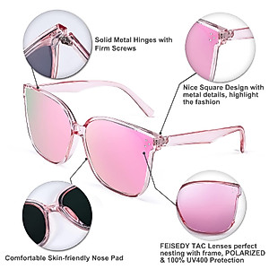 FEISEDY Retro Square Polarized Sunglasses Women Men Oversized Vintage Shades B2600