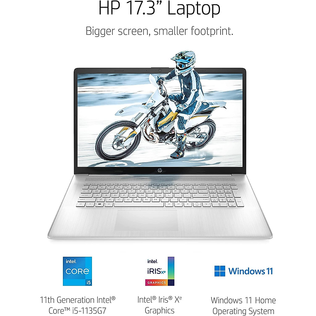 New HP 17.3" FHD IPS Display Laptop, 11th Gen Quad-Core Intel Core i5-1135G7(Beats i7-8500), Backlit Keyboard, Bundle with HDMI, Windows 11 Home, Silver (8GB|256GB SSD)