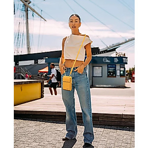 Eamom Cell Phone Wallet Womens Crossbody Purse Leather Slim Wallet for Women Cash Wallet Clutch Wallet Cell Phone Crossbody Bags (Yellow)