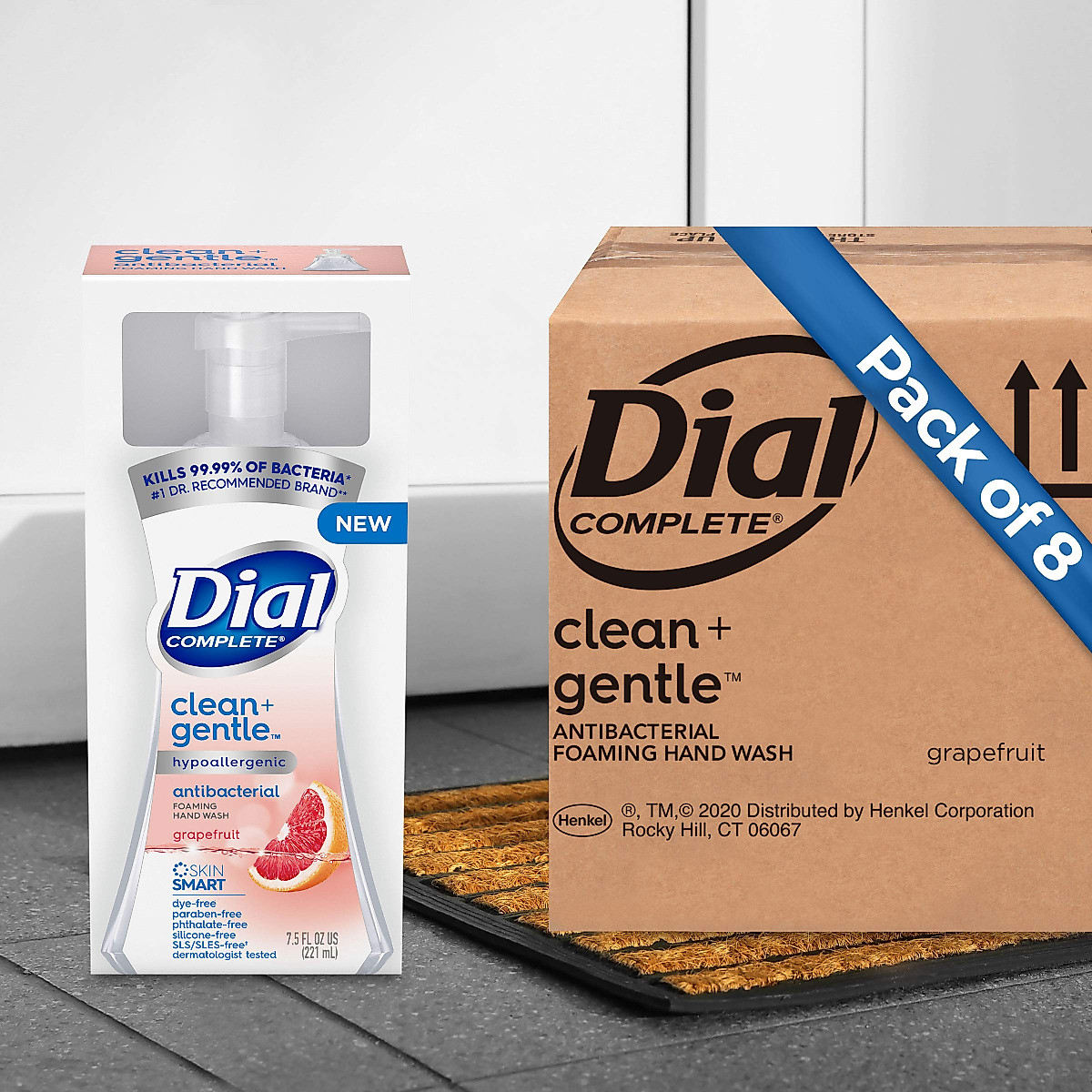 Dial Complete Clean + Gentle Antibacterial Foaming Hand Wash, Grapefruit, 7.5 Fl Oz, 8 Count Case