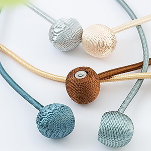 Window Curtain 4 pcs Magnetic Tiebacks Clips Tie Band Home Office Decorative Drapes (Pink)