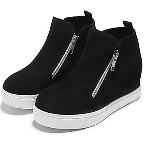 CCVON Girls Wedge Sneakers Kids Boots High Top Platform Shoes Littile Kids/Big Kids Color Black Size 2