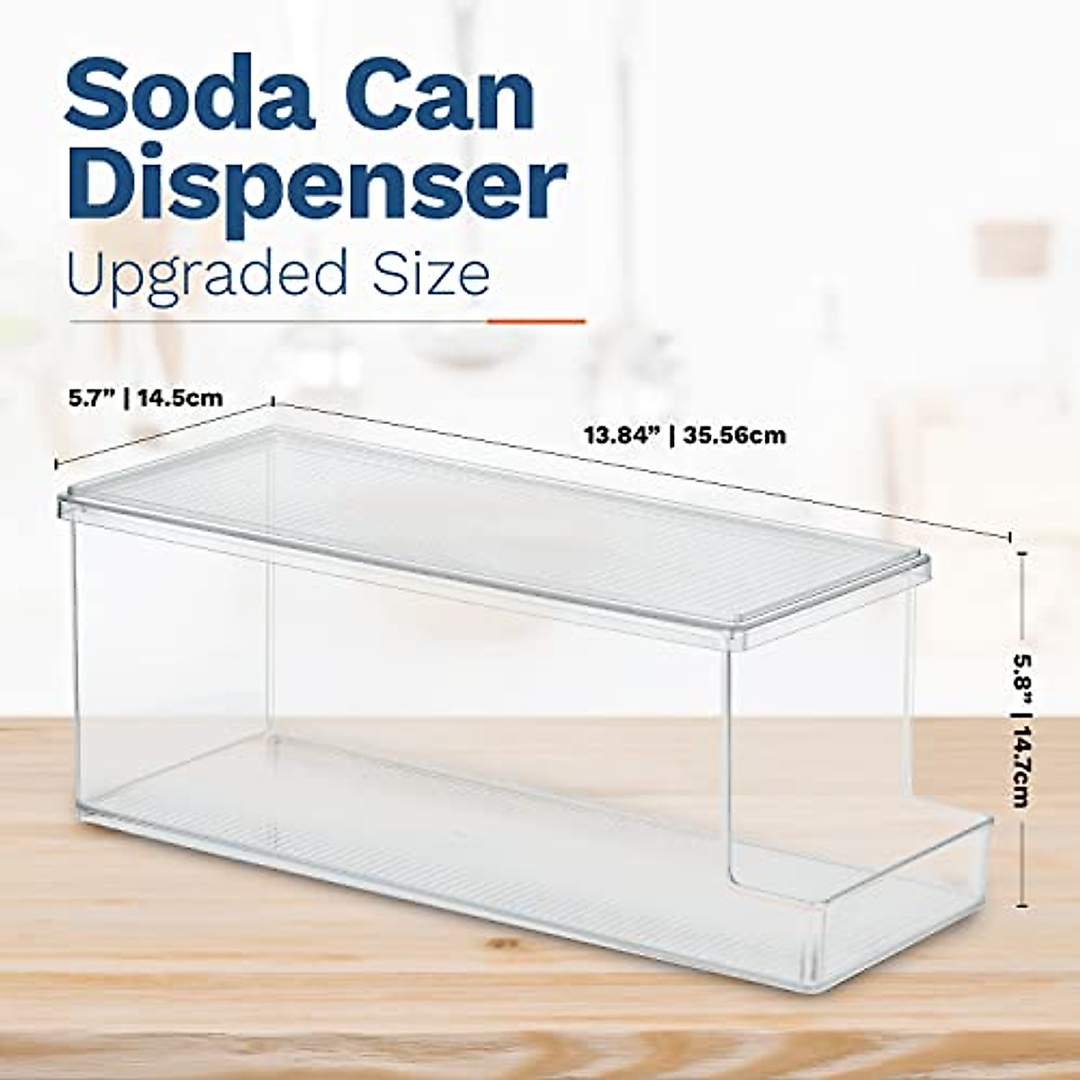 Can Drink Holder with Lid Organizer for Refrigerator, Freezer & Kitchen Cabinets - Space Saving Stackable Clear Can Organizer & Storage for Pantry Food, Canned Goods, Soda & Other Beverages (4-Pack)