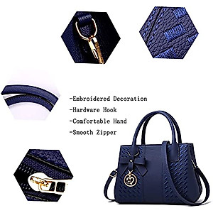 S.G Purses and Handbags for Women Fashion Ladies PU Leather Top Handle Satchel Shoulder Tote Bags (BLUE)