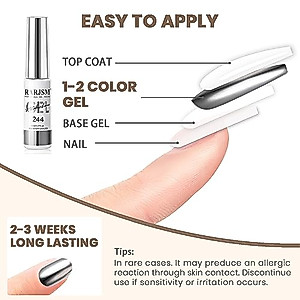 RARJSM Metallic Silver Gel Liner Nail Art 3D Mirror Chrome Effect Gel Nail Polish 8ml Build in Thin Brush Metal Painted Drawing Striper Gel Polish Soak off Curing Requires for Home Salon Diy Painting
