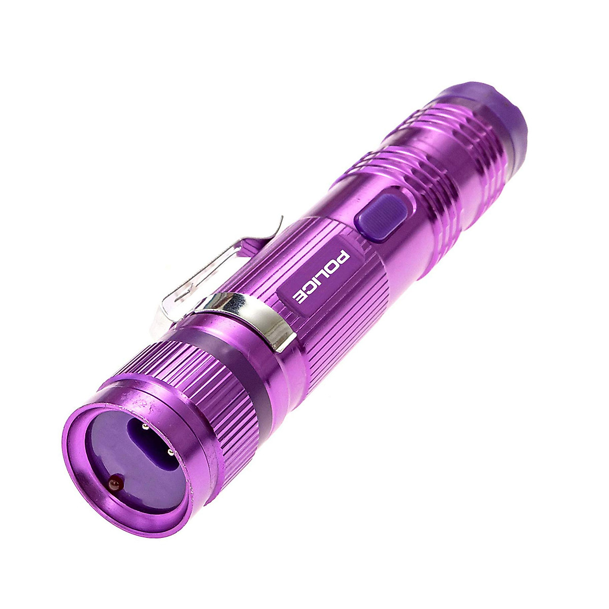 POLICE M12 Aluminum Stun Gun with LED Flashlight, Purple