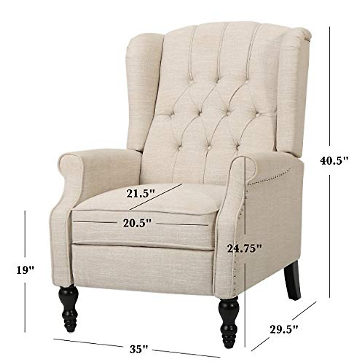 Christopher Knight Home Earlean Fabric Recliner (Set of 2), Beige, Dark Brown